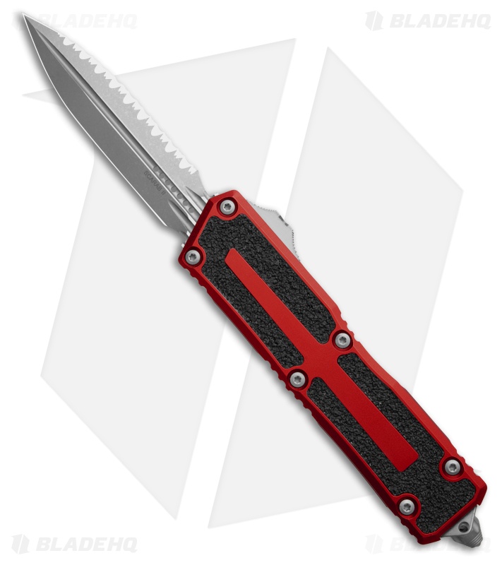 Microtech Scarab II OTF Knife Red Al D/E Apoc Full Serr