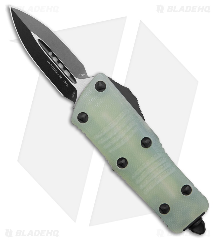 Microtech Troodon Mini OTF Knife Black Al/Jade G-10 D/E Blk