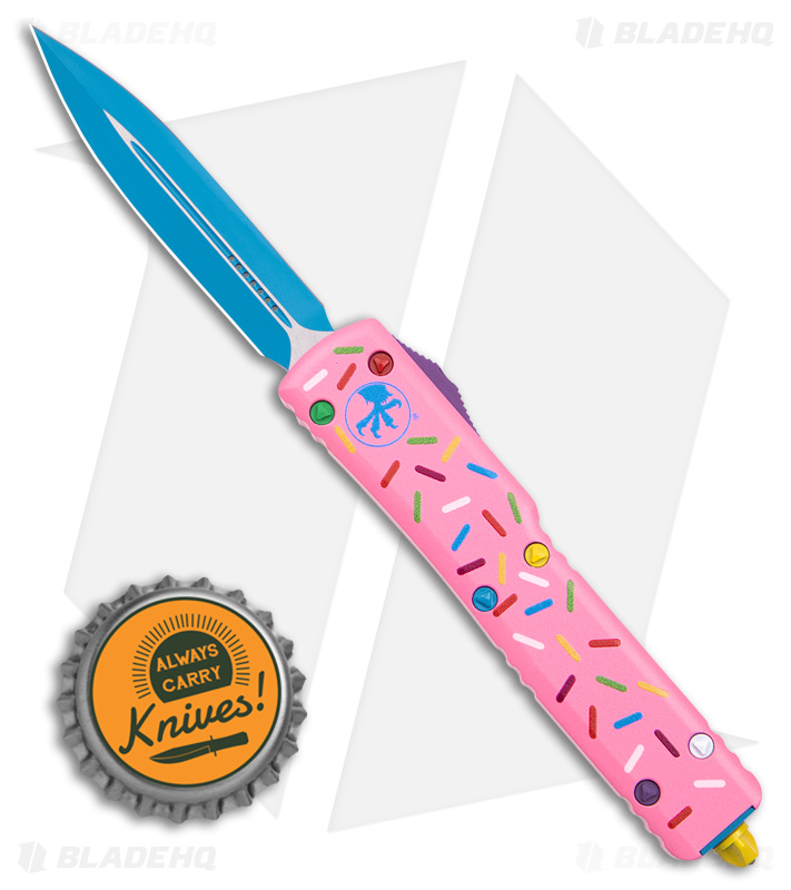 Microtech UTX-70 OTF Dessert Warrior Pink (Blue) - Blade HQ