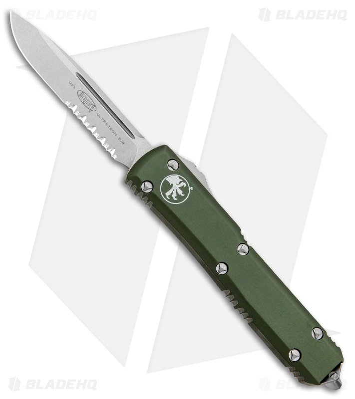 Microtech Ultratech S/E OTF | OD Green Auto Knife | Stonewash Serrated