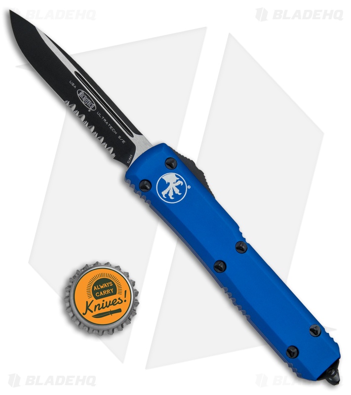 Microtech Ultratech S/E OTF Automatic Knife Blue (3.4" Black Serr) 121 ...