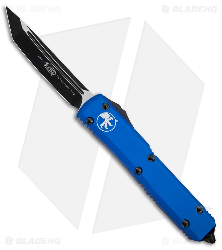 Microtech Ultratech Tanto OTF Automatic Knife Blue CC (3.4" Black) 123 ...