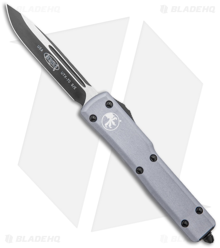 Microtech UTX-70 D/A OTF S/E Automatic Knife Gray (2.4" Black) - Blade HQ
