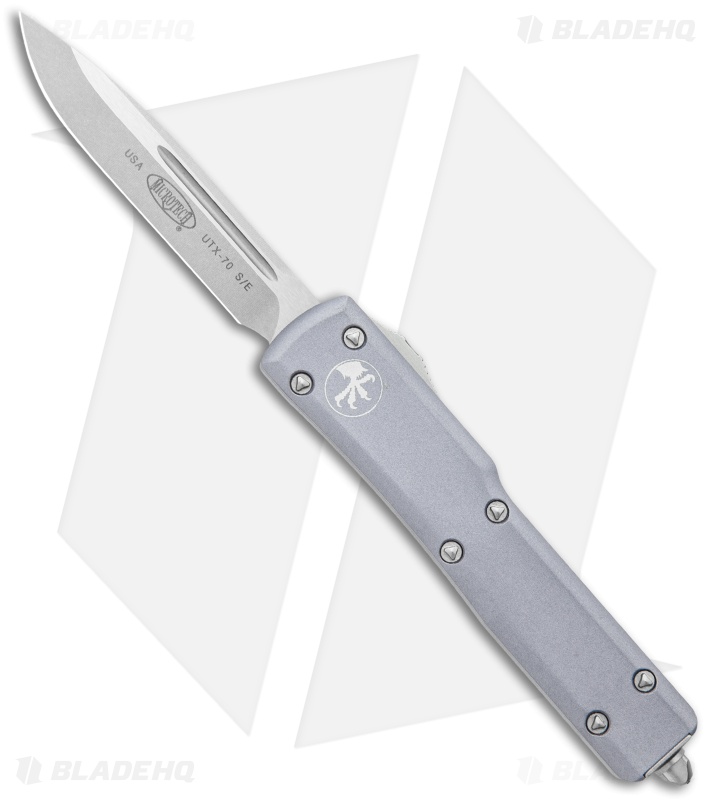 Microtech UTX-70 - D/A OTF S/E Automatic Knife | Gray + S/E Stonewash