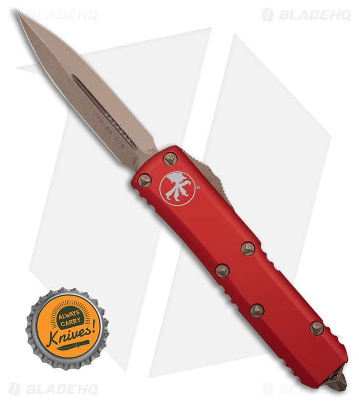 Microtech UTX-85 D/E OTF Automatic Knife Red (3.125" Bronze) 232-13RD ...