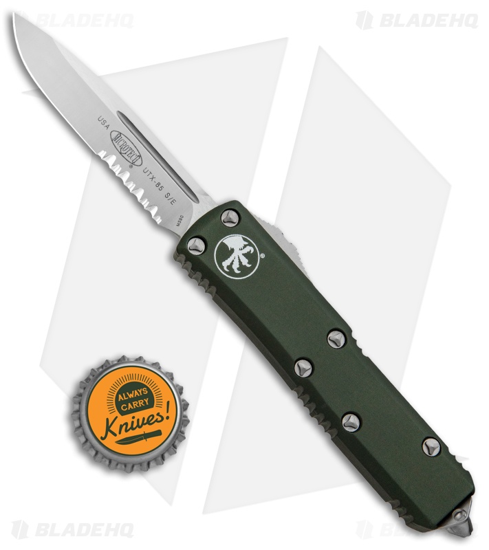 Microtech UTX-85 | OTF Knife | OD Green/Satin Serrated