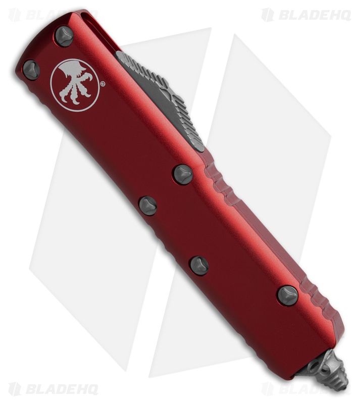 Microtech UTX-85 T/E OTF Knife Red Al Satin Full Serr