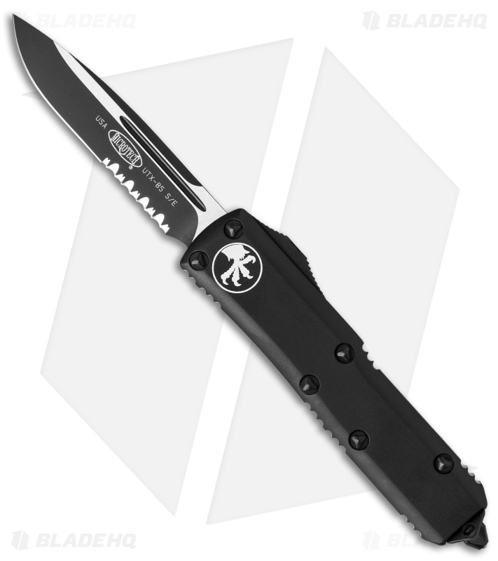 Microtech UTX-85 S/E OTF Automatic Knife Tactical (Black Serr) 231-2T - Blade HQ