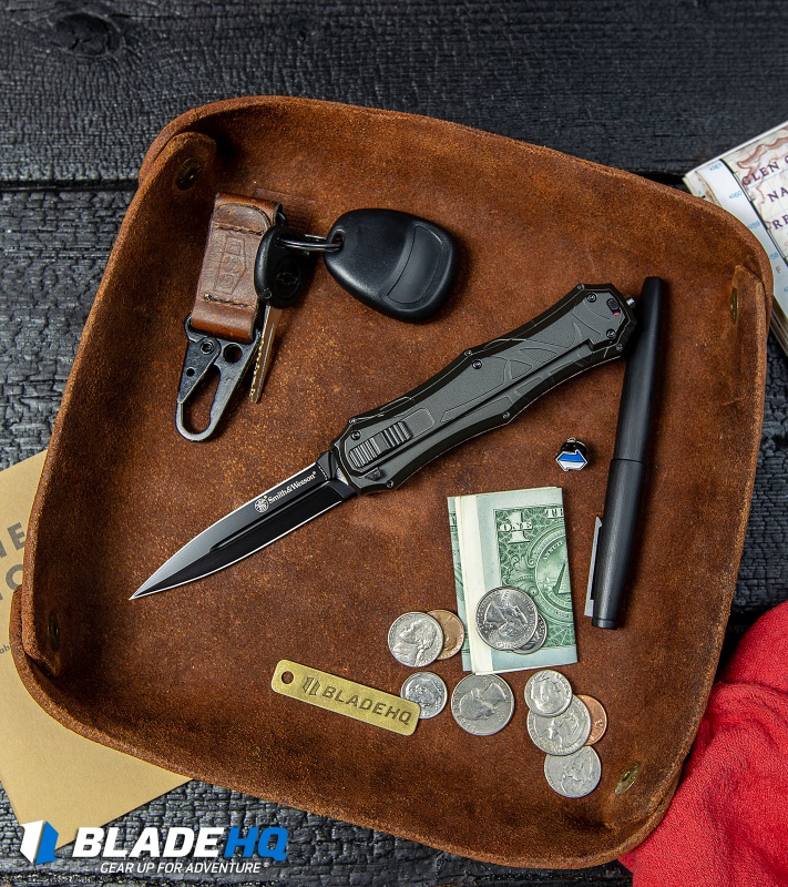 Smith & Wesson M&P OTF Knife - Spear Point | Gray + Black | Blade HQ