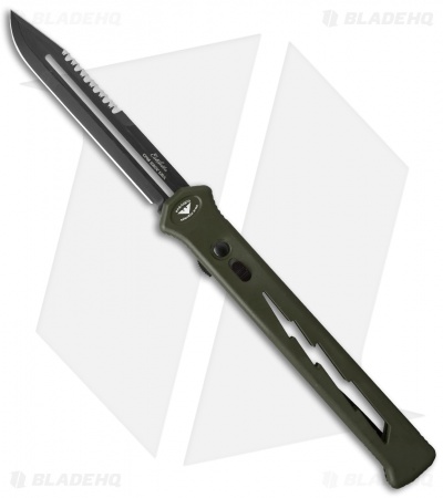 Paragon Estiletto Bowie OTF Automatic OD Green Bolt (Black P/S) - Blade HQ