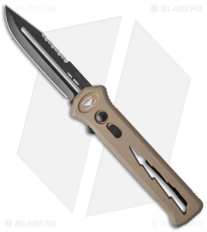 Paragon Para X OTF Automatic Knife Brown Bolt (3.5" Black Serr) - Blade HQ