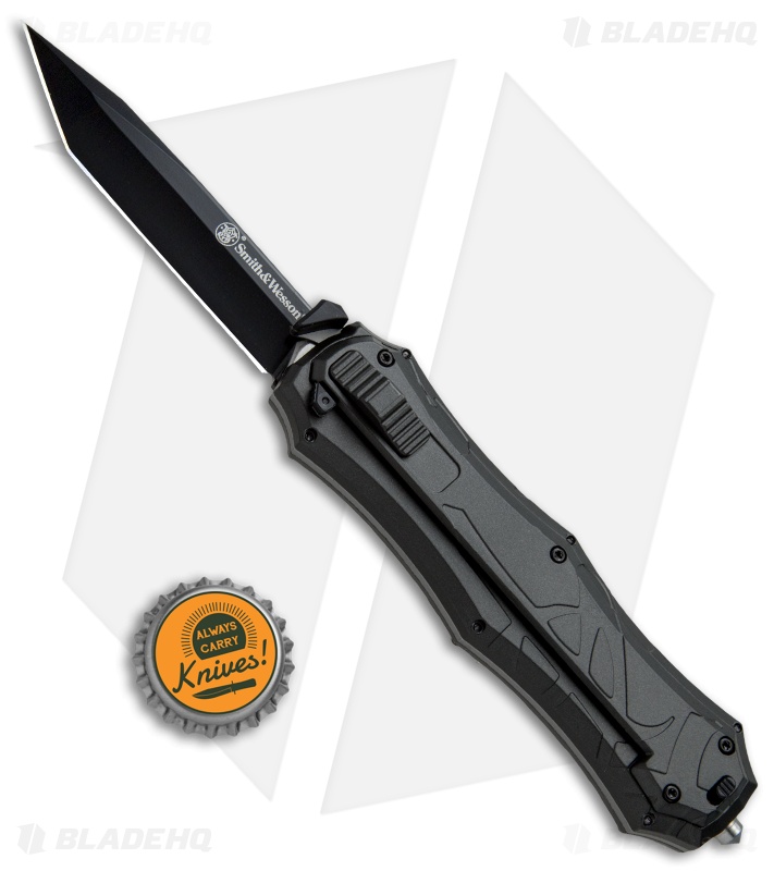 Smith & Wesson OTF Knife - Tanto Black Blade + Black Handle | Blade HQ