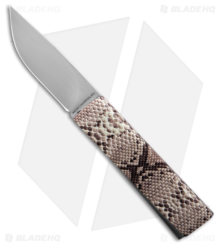 AGA Campolin Dragonfly Gravity Knife Brown Snakeskin Steel