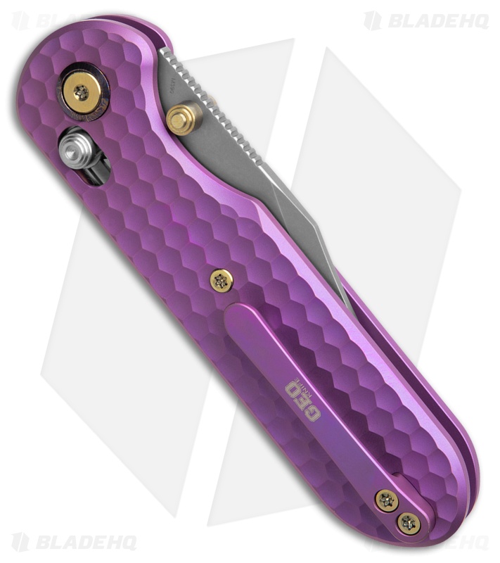 GEO Knife Ethereal Cutter Purple Ti Clip Point SW