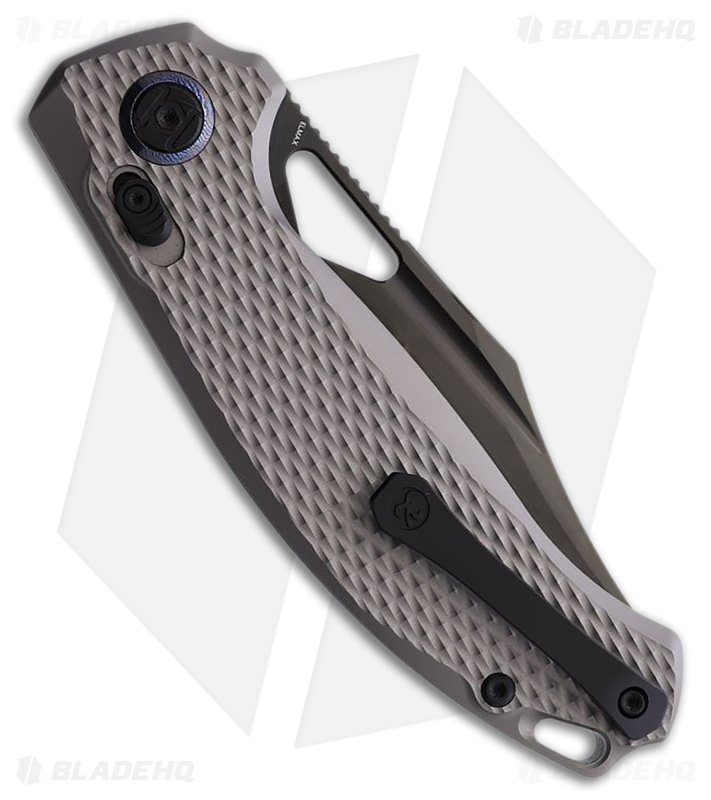 Kunwu Knives Django XL Knife Gray Diamond Textured Ti DLC