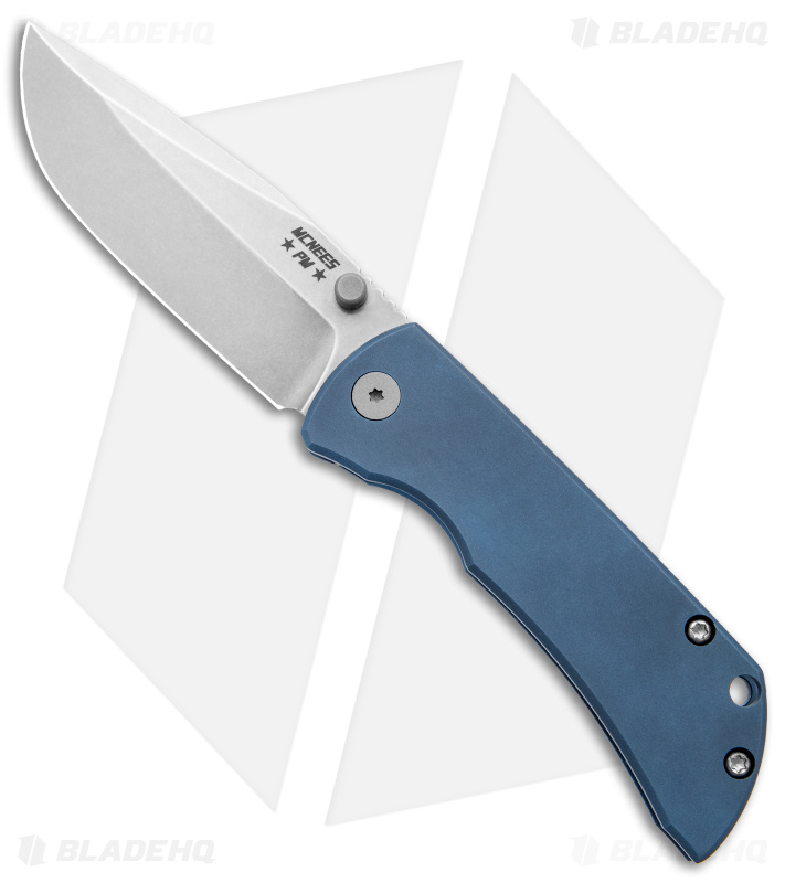 McNees Knives MAC2 Knife Blue Titanium (3" SW) - Blade HQ