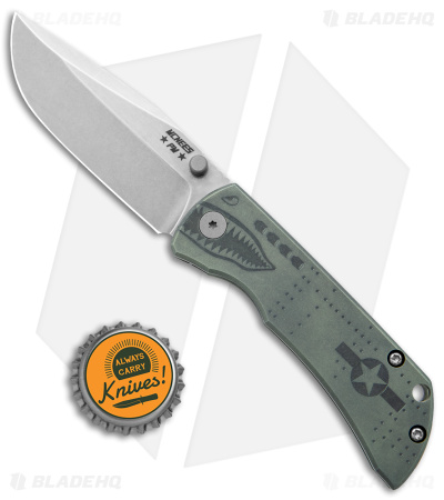 McNees Knives MAC2 Knife Green Tiger Bomber Ti (3" SW) - Blade HQ