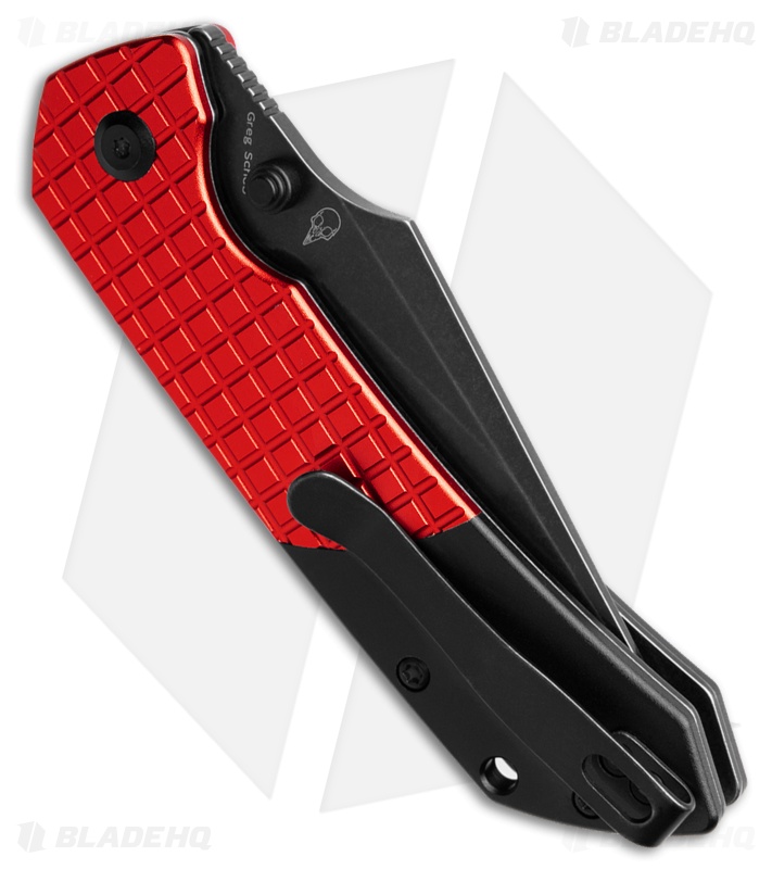 Tenable Fenrir Button Lock Knife Red & Black Aluminum + Frag