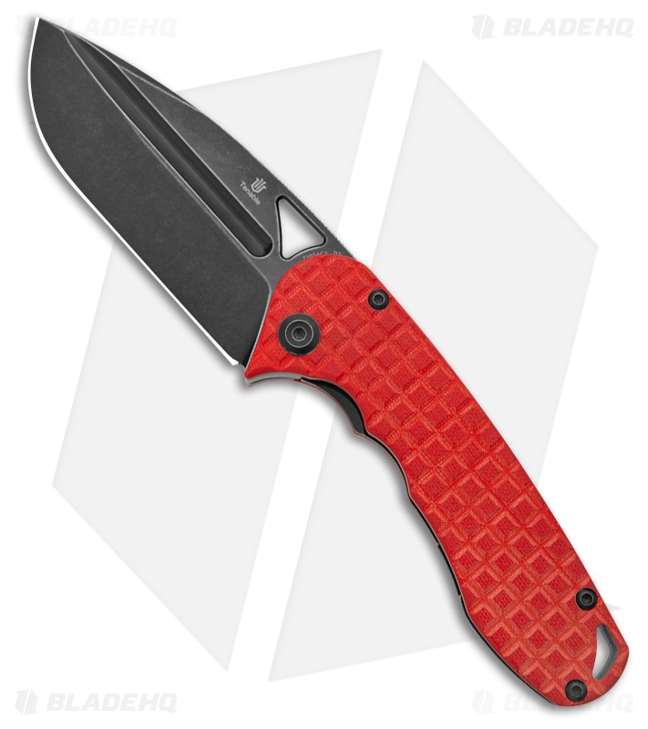 Tenable Knives Bombur Red G-10 Drop Point Black SW D2