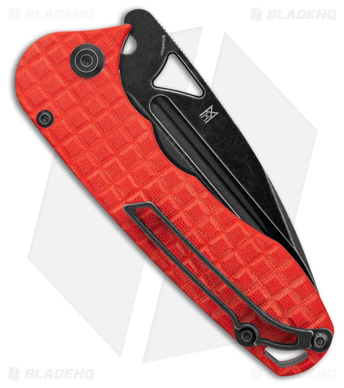 Tenable Knives Bombur Red G-10 Drop Point Black SW D2