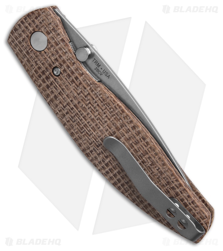 Three Rivers Manufacturing Atom Liner Lock Knife Burlap Micarta