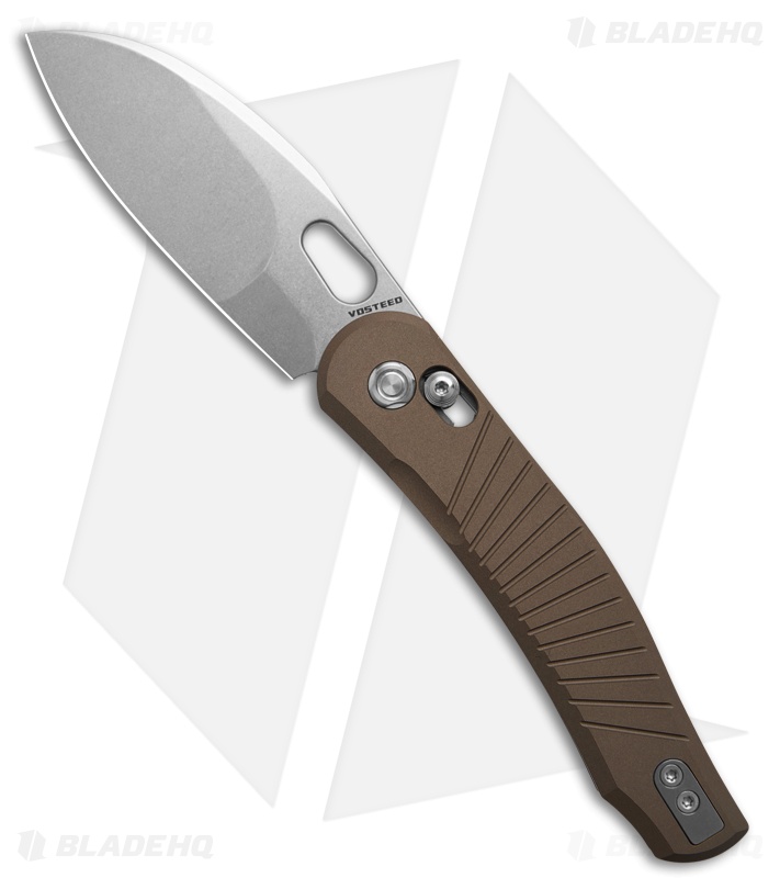 Vosteed Morel Crossbar Lock Knife Brown Aluminum + Stonewash