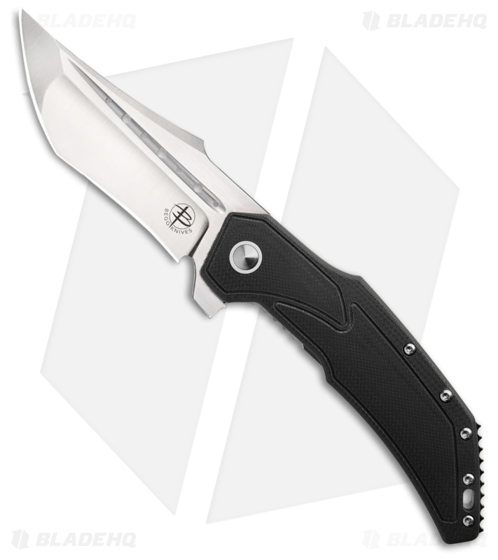 Begg Knives Astio Pocket Knife Black G-10 Tanto Satin D2