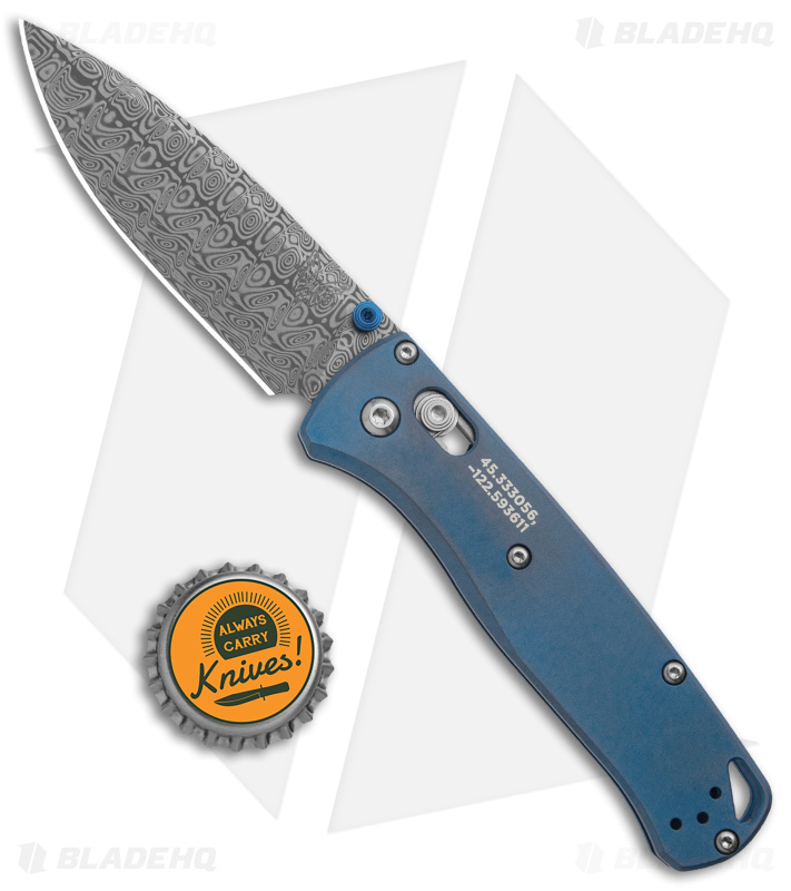 Benchmade Bugout AXIS Lock Knife Blue Ti (Dama) - Blade HQ