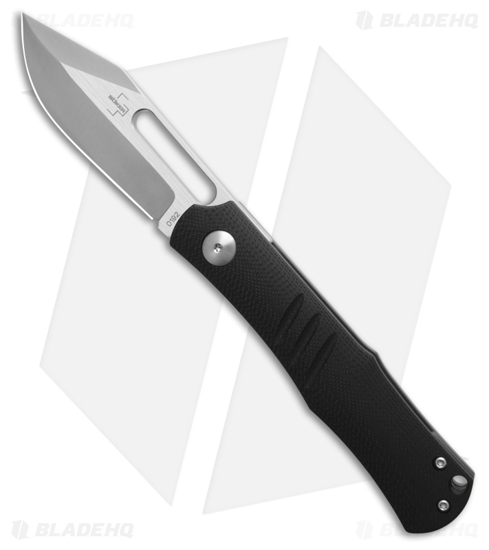 Boker Sliplock Black G-10 Clip Point Satin 14C28N