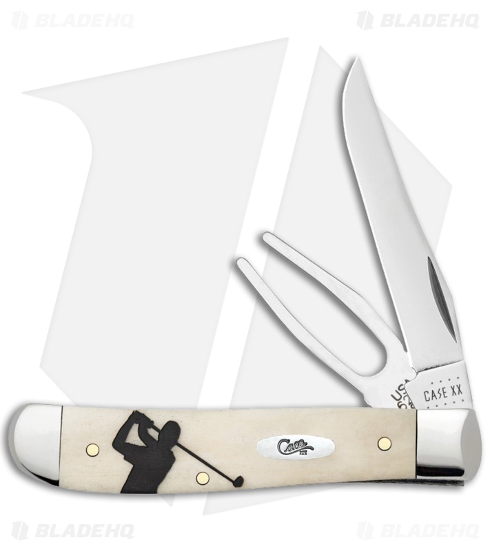 Case Golfer's Tool Set 3.5" Embellished Natural Bone (6207G SS) - Blade HQ