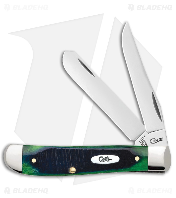 Case Knives Hunter Green Bone Sawcut Mini Trapper (6207 SS) - Blade HQ
