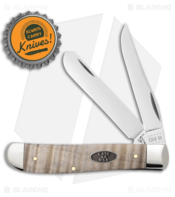 Case Mini Trapper Knife 3.5" Natural Curly Maple (7207 SS) 25943 - Blade HQ