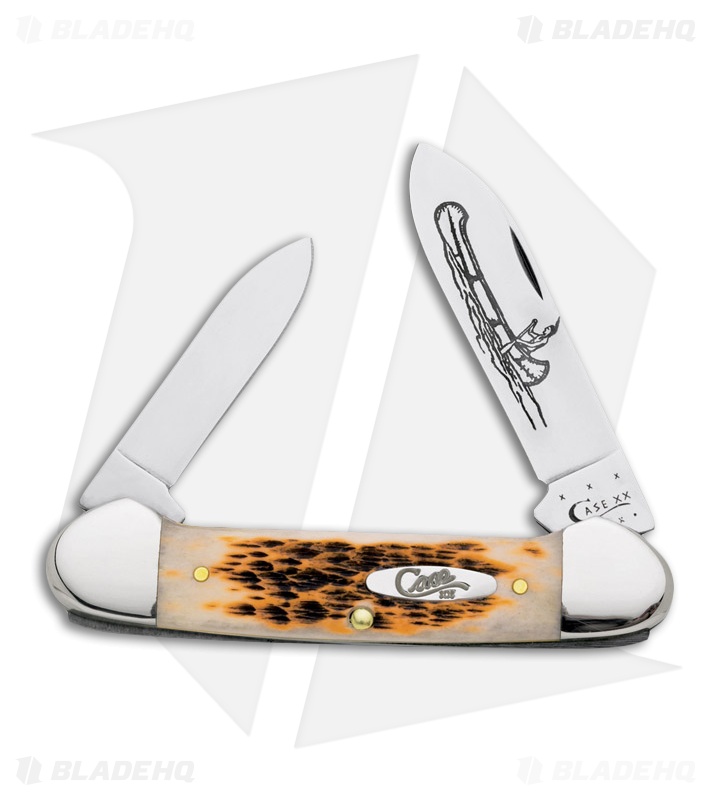 Case Knives Canoe Knife Amber Jigged Bone