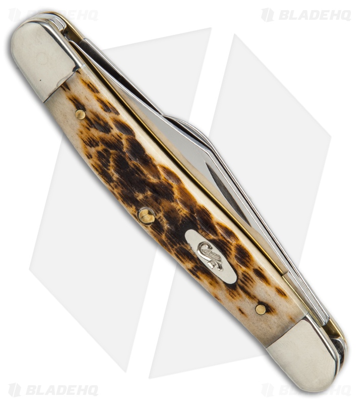 Case Large Stockman Knife Amber Peach Seed Jigged Bone
