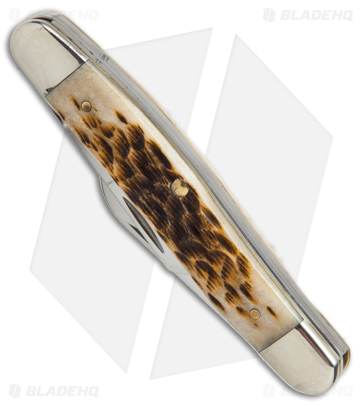 Case Large Stockman Knife Amber Peach Seed Jigged Bone