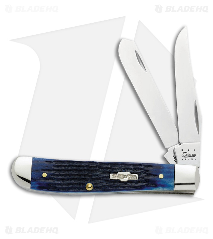 Case Mini Trapper Knife 3.5" Deep-Sea Jigged Blue Bone (6207 SS) 02838 ...