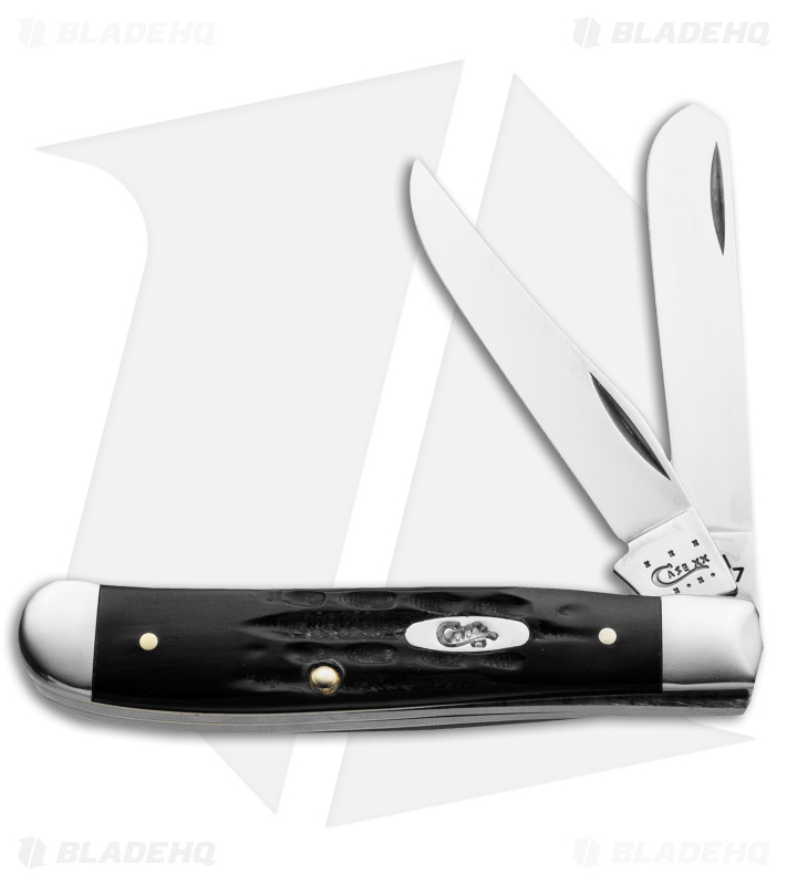 Case Mini Trapper Knife 3.5" Jigged Black Buffalo Horn (BH207 SS) 65016 ...