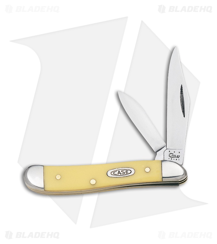 Case Knives Peanut Knife Yellow Delrin Tumble Polish