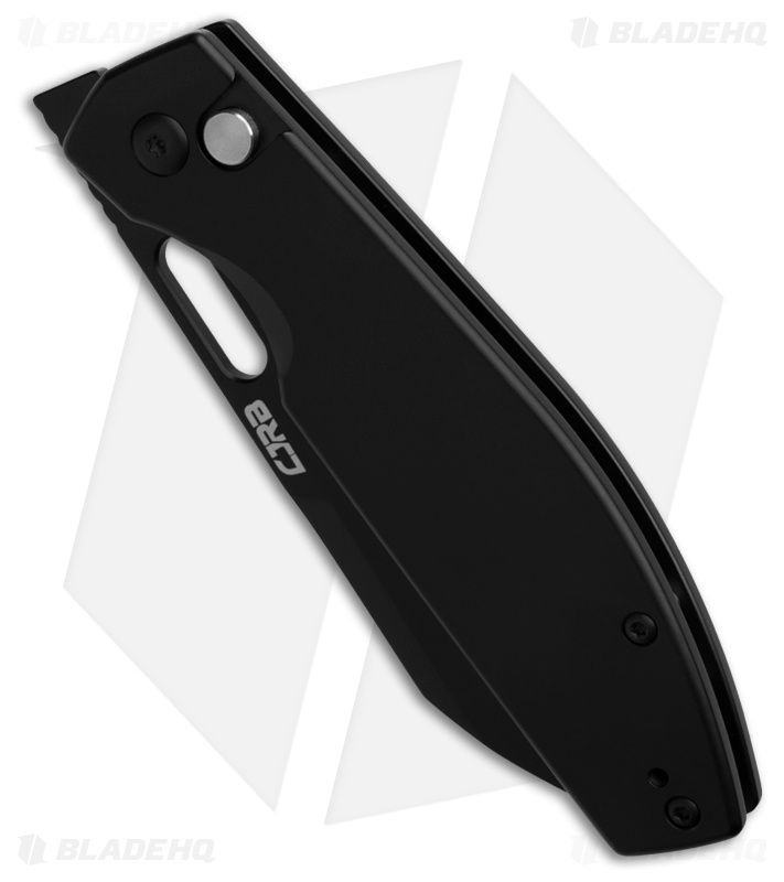 CRJB Cutlery Ekko Button Lock Knife Black + Black - Blade HQ