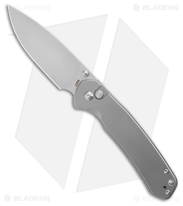 CJRB Pyrite Drop Point Button Lock Knife Titanium (Satin)