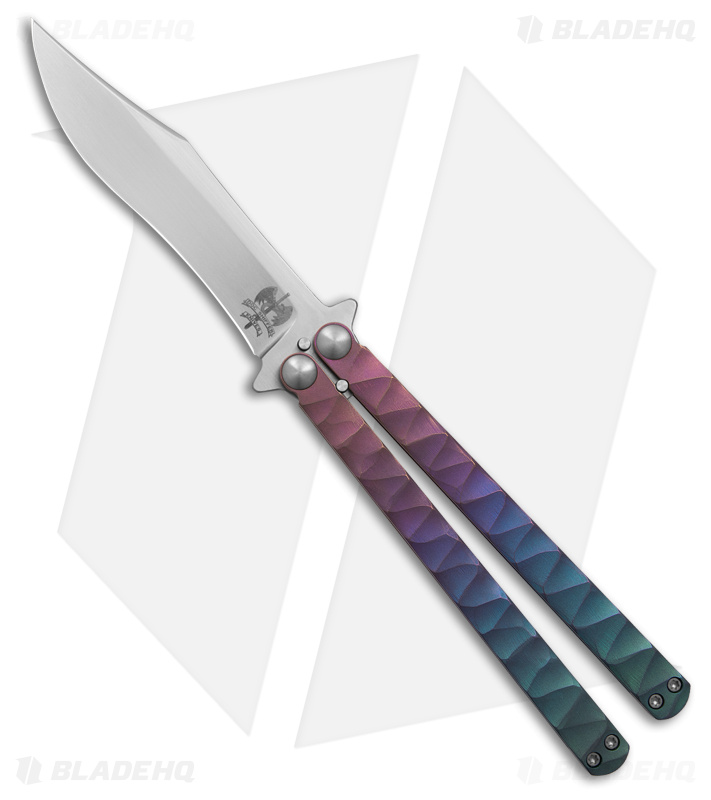 Doc Shiffer Butterfly Knife Pink/Green(4.6" Pol) - Blade HQ