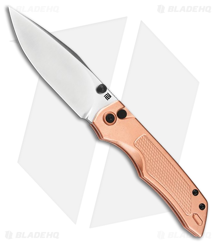 Artisan Cutlery Wizard Button Lock Knife Copper Sand Polish