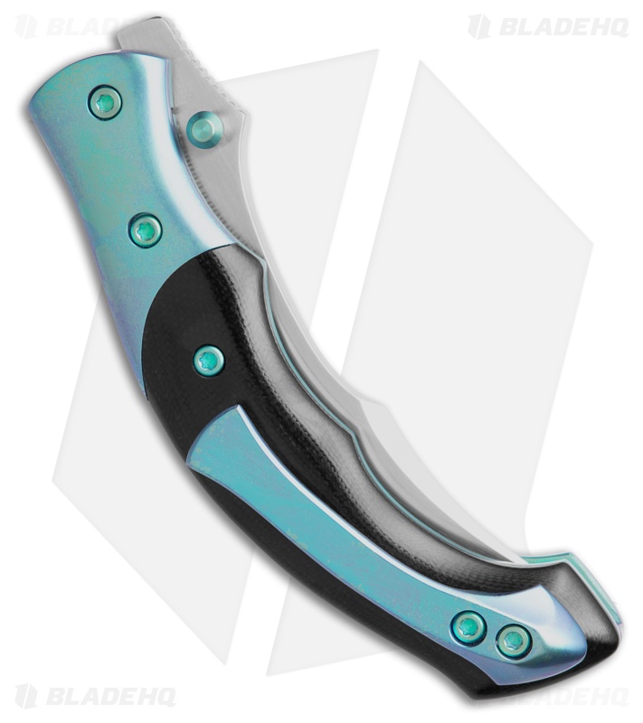 Alan Folts Rite Liner Lock Knife Turquoise & Black G-10