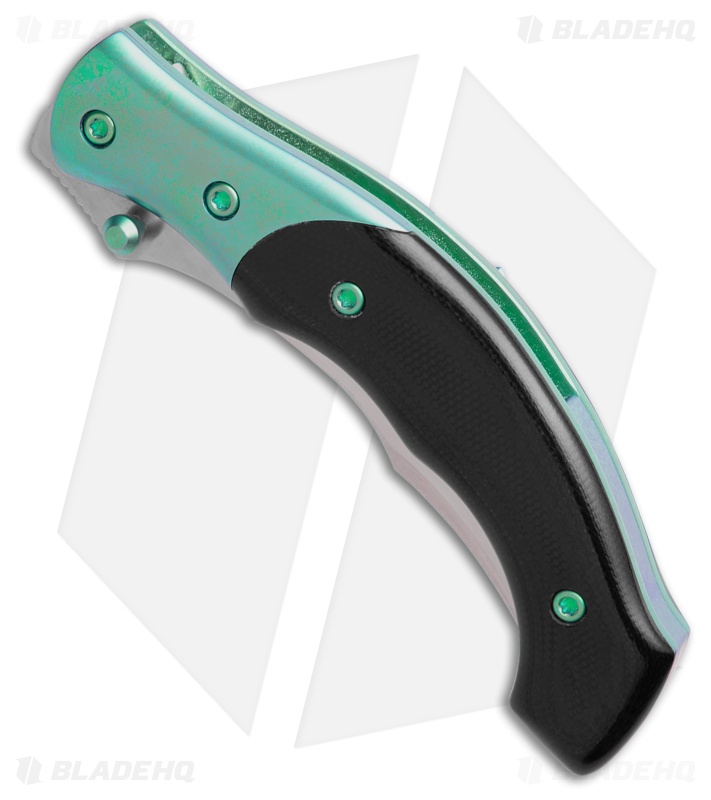 Alan Folts Rite Liner Lock Knife Turquoise & Black G-10