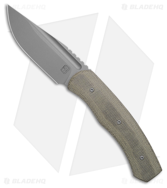BergBlades Alpha Knife Green Micarta Stonewash