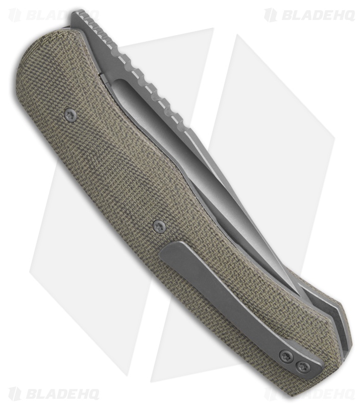 BergBlades Alpha Knife Green Micarta Stonewash