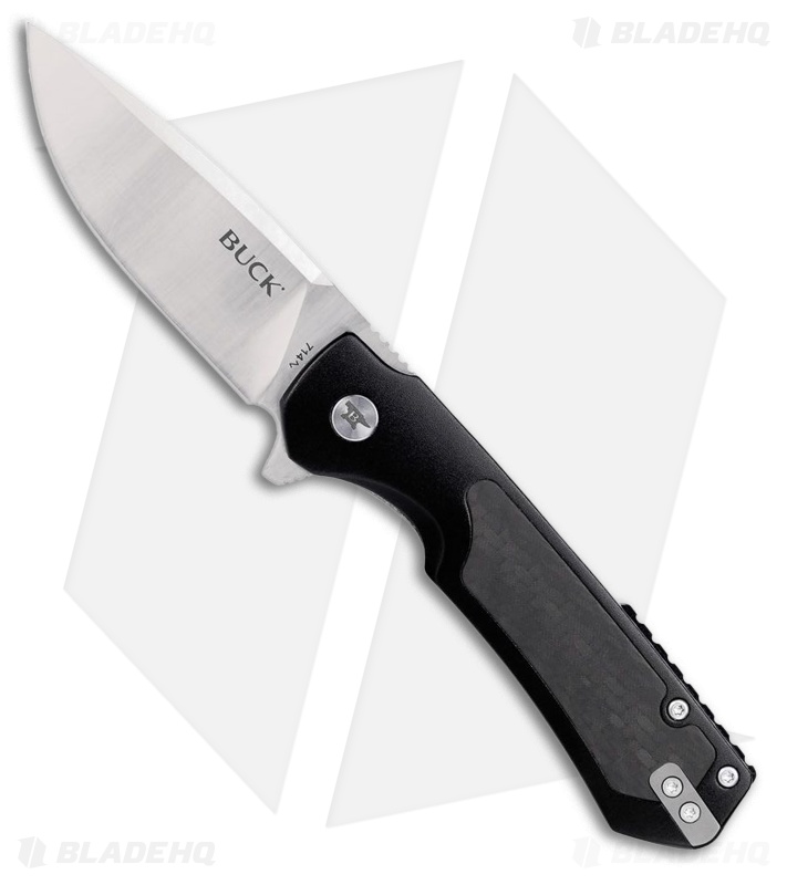 Buck Knives 714 Stinger Black Al/CF Drop Point Satin D2