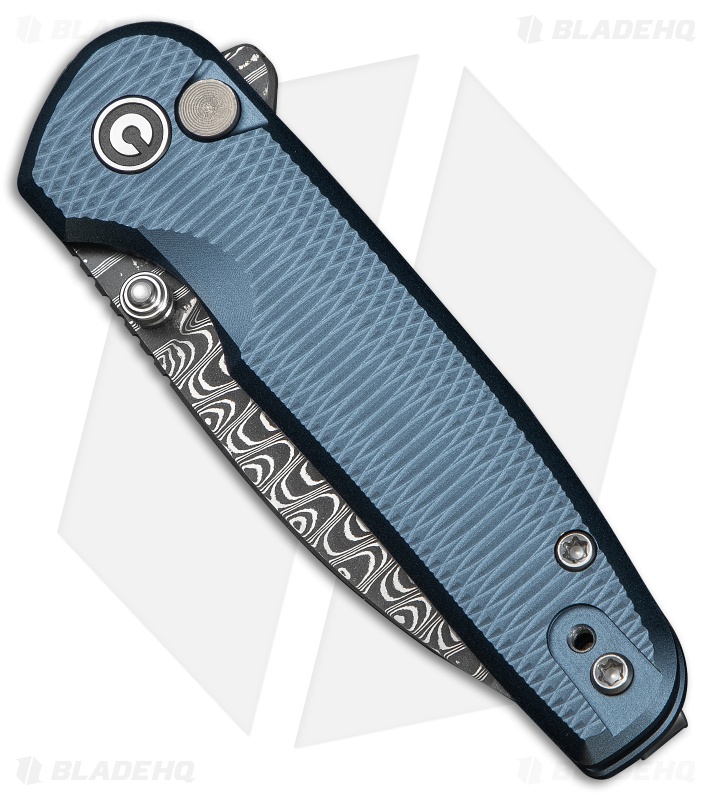 CIVIVI Mini Shakan Knife Blue Aluminum Damascus