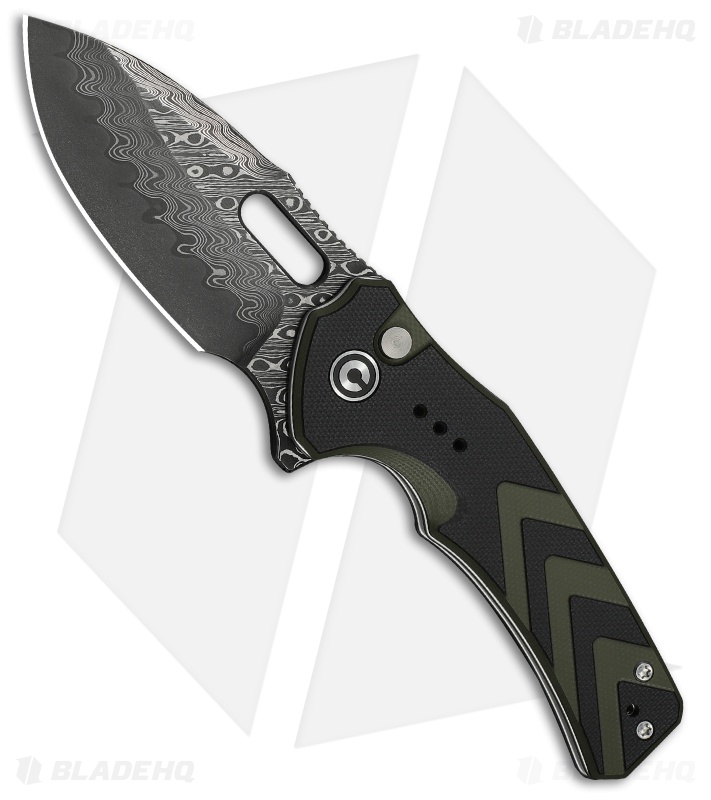 CIVIVI Vexron Black/Green G-10 Drop Point Damascus 14C28N