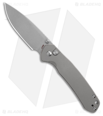 CJRB Pyrite Button Lock Knife Titanium (SW) - Blade HQ